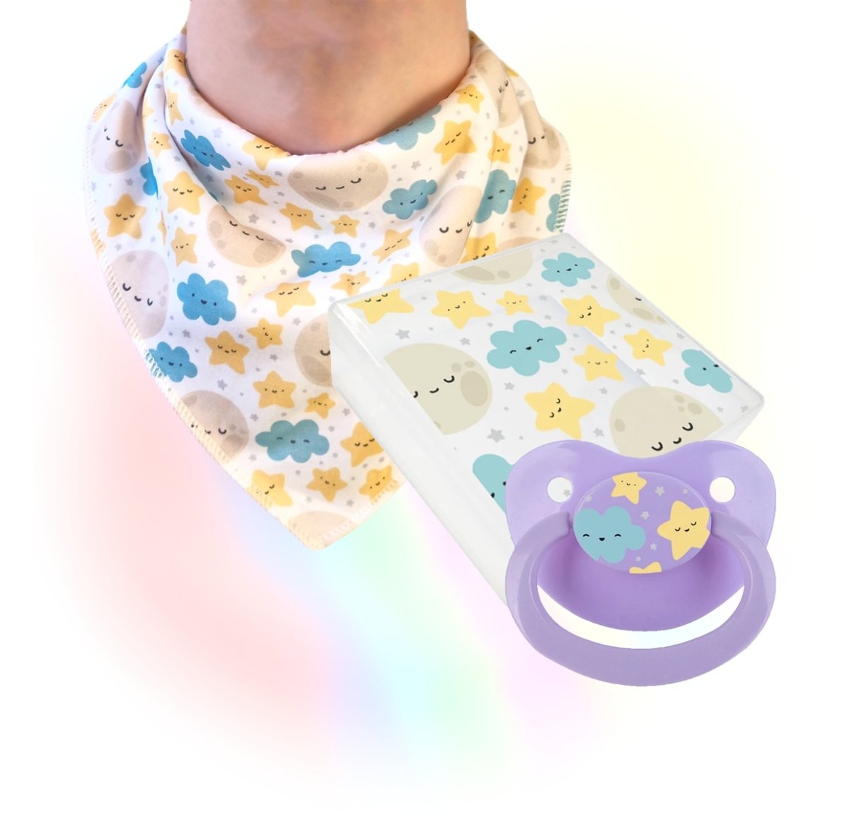 ABDL Moons and Stars Bundle - Adult Pacifier + Storage Box + Bandana ...