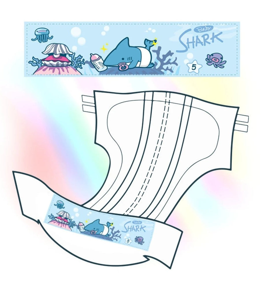 Adult ABDL Diaper Sticker - Baby Shark - Nappy Landing Zone Tape ...