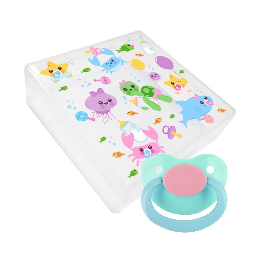 Adult Pacifier Storage Box and ABDL Dummy - Sealife - PaddedPawzUK